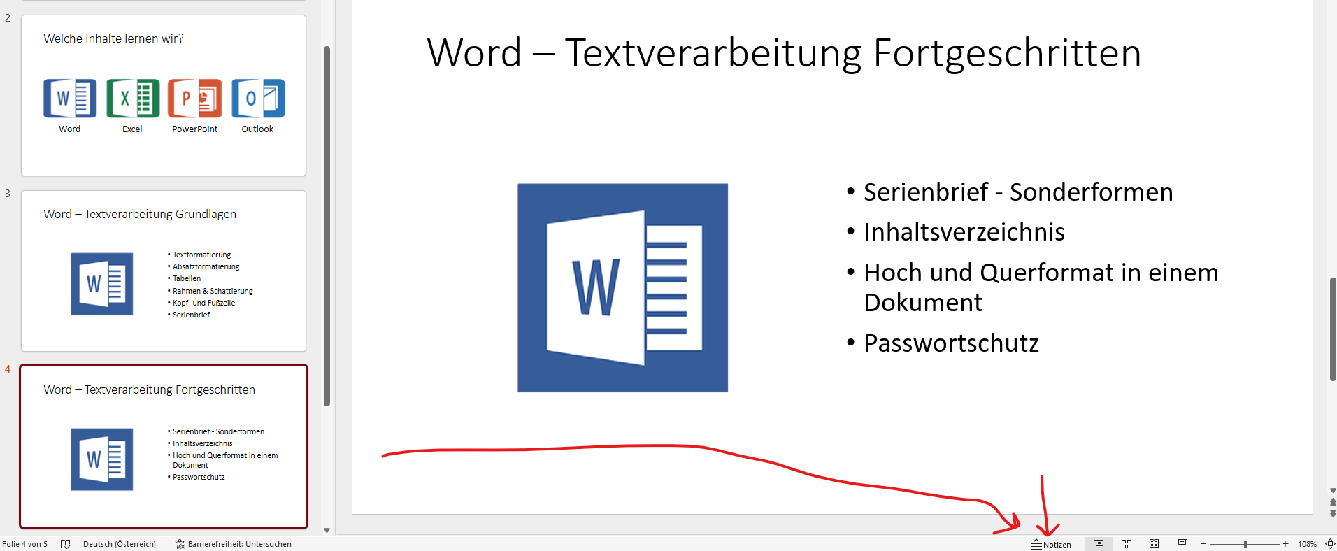 📋 PowerPoint: Folie ausblenden & Notizen hinzufügen