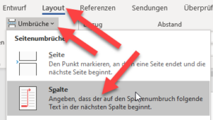 Abschnittswechsel Word