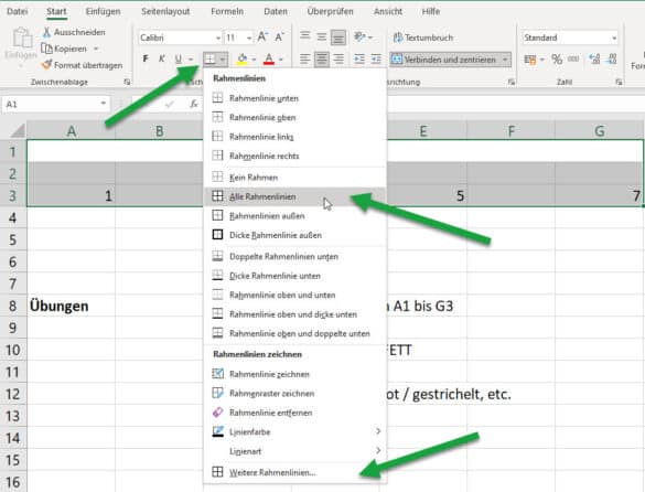 Excel Normale Rahmenlinien | Excel Gitternetzlinien anzeigen und ...